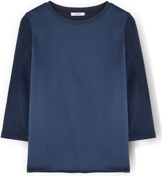 Motivi T-shirt bicolore &agrave; manches trois quarts - Femme - Tops - Bleu - Taille: 36 FR
