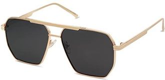 Sojos Lunettes de soleil rétro surdimensionnées carrées polarisées pour femmes hommes vintage nuances UV400 classiques grand cadre en métal lunettes de sole