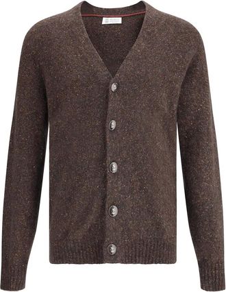 Brunello Cucinelli Homme, Pulls, Brun, Taille: M Alpaca Cardigan