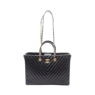 Chanel Pre-owned V Stitch Leder 2way Tote Bag - - Pre-owned - Damen - Schwarzk - ONE SIZE