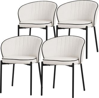 ML Design ML-Design Esszimmerst&uuml;hle 4er Set Beige, K&uuml;chenst&uuml;hle mit Stoffbezug und Metallbeinen, Wohnzimmerstuhl mit R&uuml;ckenlehne, Polsterst&uuml;hle f&uuml;r Esszimmer & 