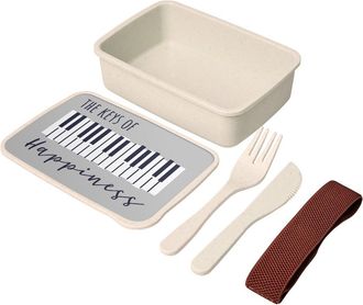 Fabulous Lunch Box Lunchbox mit Besteck, grau, The Keys of Happiness Musiker Instrument, Klavier, 700 ml