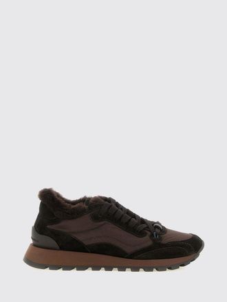 Brunello Cucinelli Baskets en nylon et su&egrave;de avec doublure en shearling et monile