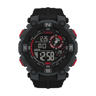 Timex Homme, Accessoires, Noir, Taille: ONE Size Montre de sport en caoutchouc avec chronographe et fonction date