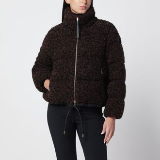 Moncler Braun/schwarze Jacke aus Boucl&eacute;-Gewebe