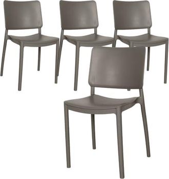 Gardenia Rimini St&uuml;hle, Polypropylen, Taupe, 1, 4 Einheiten