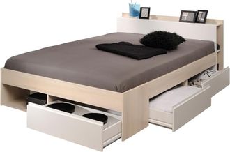 Parisot 1530L260 Bett Cuba, Spanplatten, Akazie, klar/weiß, 170 x 220 x 79,5 cm