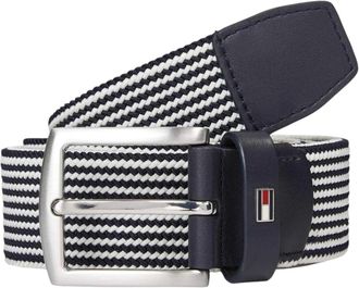 Tommy Hilfiger Homme, Accessoires, Bleu, Taille: 100 CM Square Buckle Textured Stretch Belt