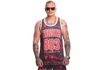 Yakuza Muskelshirt Varsity aus hochwertigem Mesh-Stoff