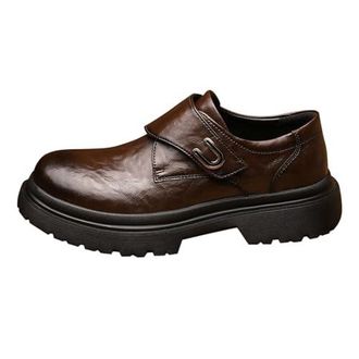 Generic Chaussures en cuir pour homme sans lacets &agrave; enfiler - Bout rond - Talon bloc - Sangle moine - Antid&eacute;rapantes - Tendance - Pour le bureau et les loisir