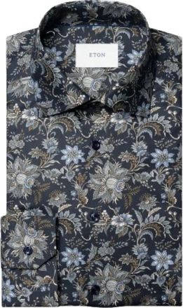 Eton Homme, Chemises, Multicolore, Taille: XL Chemise Slim-Fit en Serg&eacute; Imprim&eacute; Floral