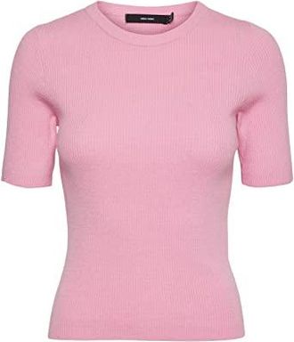 Vero Moda Haut côtelé Vmgold à col Rond et Dos Ouvert Sweater, Bonbon, L Femme