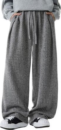 Generico Pantalon en laine pour homme, grande taille, confortable, respectueux de la peau, d&eacute;contract&eacute;, en plein air, couleur unie, gris, L