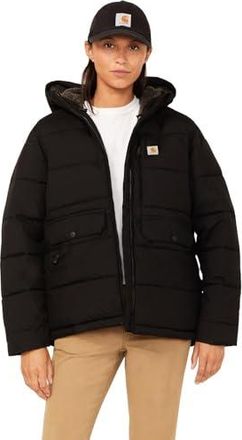 Carhartt Work in Progress Veste pour femme Relaxed Fit - Veste isolée avec surface imperméable et technologie Wind Fighter, Noir, L