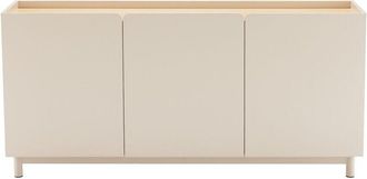 DRAWER Buffet 3 portes en bois et m&eacute;tal L160cm - Beige - Stanley