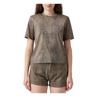 Federica Tosi T-Shirt mit Schlangenprint - - Tops - Damen - Gr&uuml;n - S
