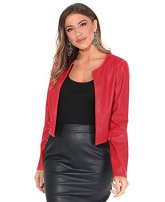 Krisp 4432 Jacket Cuir Synth&eacute;tique,Rouge,Small