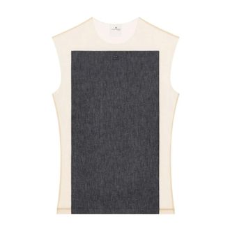 Courr&egrave;ges Homme, Tops, Multicolore, Taille: L T-shirt Transparent &agrave; &Eacute;cusson Logo et Col Rond