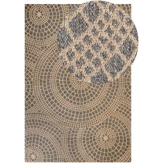 Beliani Beliani - Teppich Beige u. Grau aus Jute 200 x 300 cm Rechteckig Geometrisches Muster Kurzflor Modern f&uuml;r Wohnzimmer Schlafzimmer