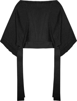 Alberta Ferretti Viscose Knit Poncho - Black