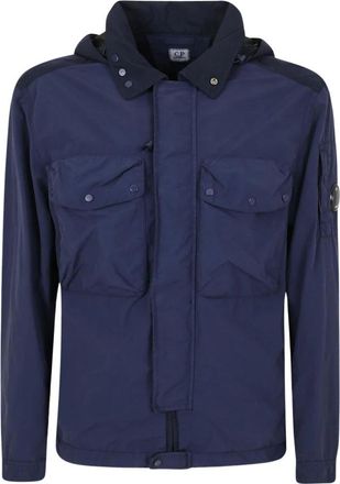 C.P. Company C.p. Company, Homme, Vestes, Bleu, Taille: L Flatt Nylon Mixed Goggle Overshirt