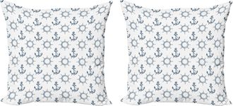 Abakuhaus Anker Kissenbezug Set (2Stück), Retro maritimes Design, doppelseitiges Digitaldruckdekor mit Reißverschluss, 50 cm, Marine-Blau und Weiß