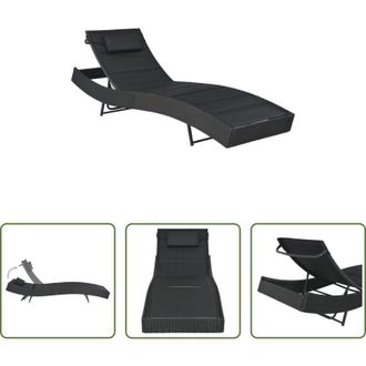 vidaXL vidaXL Poolliege - Sonnenliege Poly Rattan und Textilene Schwarz