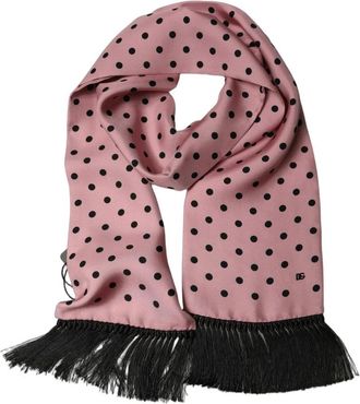 Dolce & Gabbana Seidenschal mit Fransen und Tupfenmuster - - Accessories - Herren - Rosa - ONE SIZE