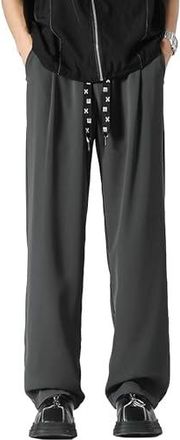 Generic Pantalon de surv&ecirc;tement ample pour homme, coupe haute, d&eacute;contract&eacute;, cordon de serrage, avec poches, gris, XXL