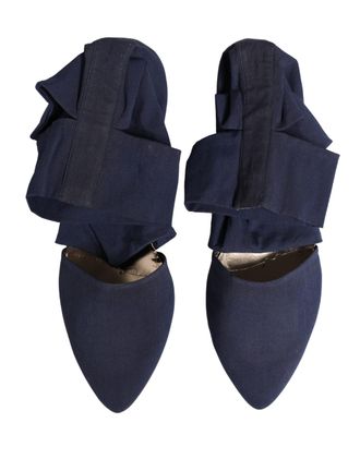 Dolce & Gabbana Womens Blue Cotton Ankle Boots Shoes Stretch