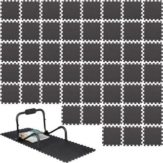Relaxdays Relaxdays - Tapis de sol protection, lot de 72, 30x30 cm dalle amortissante chocs, 1cm épaisseur bruit 2,1 m², noir