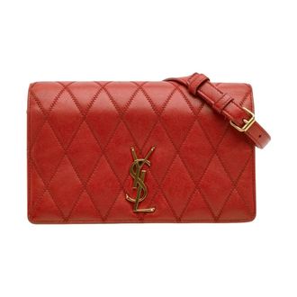 Saint Laurent Portefeuille sur cha&icirc;ne en cuir pr&eacute;-poss&eacute;d&eacute; - Femme - Pre-owned - Rouge - Taille: ONE Size