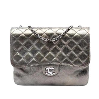 Chanel Pre-owned Quilted Metallic Crackled Shoulder Bag - - Pre-owned - Damen - Grau - ONE SIZE