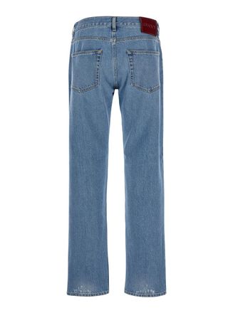 Gucci Mens Jeans Blue Washed Denim With Gucci Rossa Ancora Patch Light Fabric
