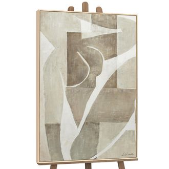 Yohji Yamamoto Art XXL Abstrakt Acryl Gem&auml;lde auf Leinwand mit Rahmen Mery handgemalte Wandbilder Wohnzimmer Akt Cremefarben Wohndekor Bilder echte Kunst 140x100 cm