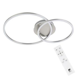 Eglo Luminaire plafonnier Palmaves 3 avec t&eacute;l&eacute;commande, lampe de plafond graduable, blanc chaud - froid, lumi&egrave;re RGB indirecte, aluminium argent&eacute;, plastiqu