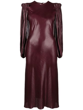 Stella McCartney robe mi-longue &agrave; manches drap&eacute;es - Violet