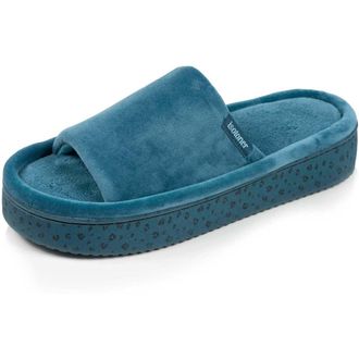 Isotoner Chaussons sandales plateforme Femme Bleu canard