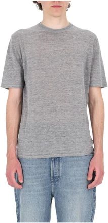 Roberto Collina Homme, Tops, Gris, Taille: L T-shirt melange in lino-cotone