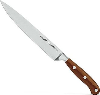GIESSER seit 1776 - Made in Germany - scharfes Tranchiermesser geschmiedet Olivenholz BestCut Olive, 20 cm, deutsches Schinkenmesser rostfrei