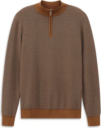 Bugatti Herren Troyer 7500-15514E Regular Fit Struktur kurzer Rei&szlig;verschluss