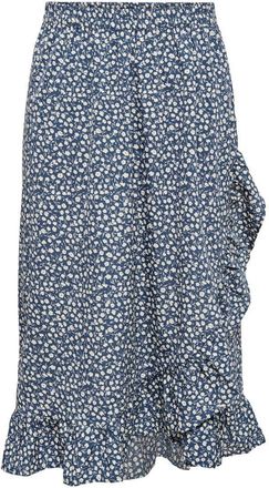 Only Damen Onlolivia WVN Noos Long Wrap Skirt Rock, Blue Mirage/AOP:Tonal Ditsy, M EU