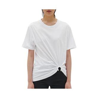 Barbara Bui Damen T-Shirt mit gerafftem Effekt aus Baumwolljersey - - Tops - Damen - Wei&szlig; - S