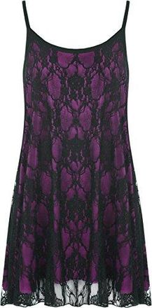 WearAll Femmes Grand Taille Sheer Mousseline Dentelle doubl&eacute; Bretelles sans Manches Balan&ccedil;oire Vest - Hauts - Pourpre - 48-50