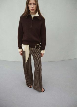 Mango Wide-Leg-Jeans mit Streifen schokolade - Damen - 38 - MANGO