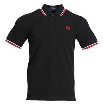 Fred Perry Polo &agrave; manches courtes M12, noir/rouge/blanc, M
