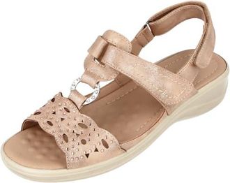 Cushion-Walk Tbar Sandales dété à bout ouvert avec strass et bride arrière pour femme, rose, 40 EU