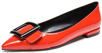 Castamere Chaussures Plates Femme Bout Pointu Ballerines Mode Escarpins Pumps Orange Vernis Escarpin EU38