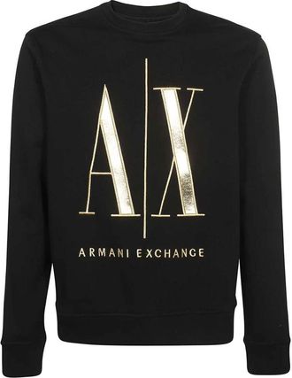 A|X Armani Exchange Herren Icon, Maxi-Logo vorne, Rundhalsausschnitt. Sweatshirt, Black, XL