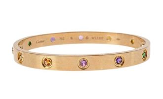 Cartier Rainbow Gem Yellow Gold Love Bracelet Size 16
